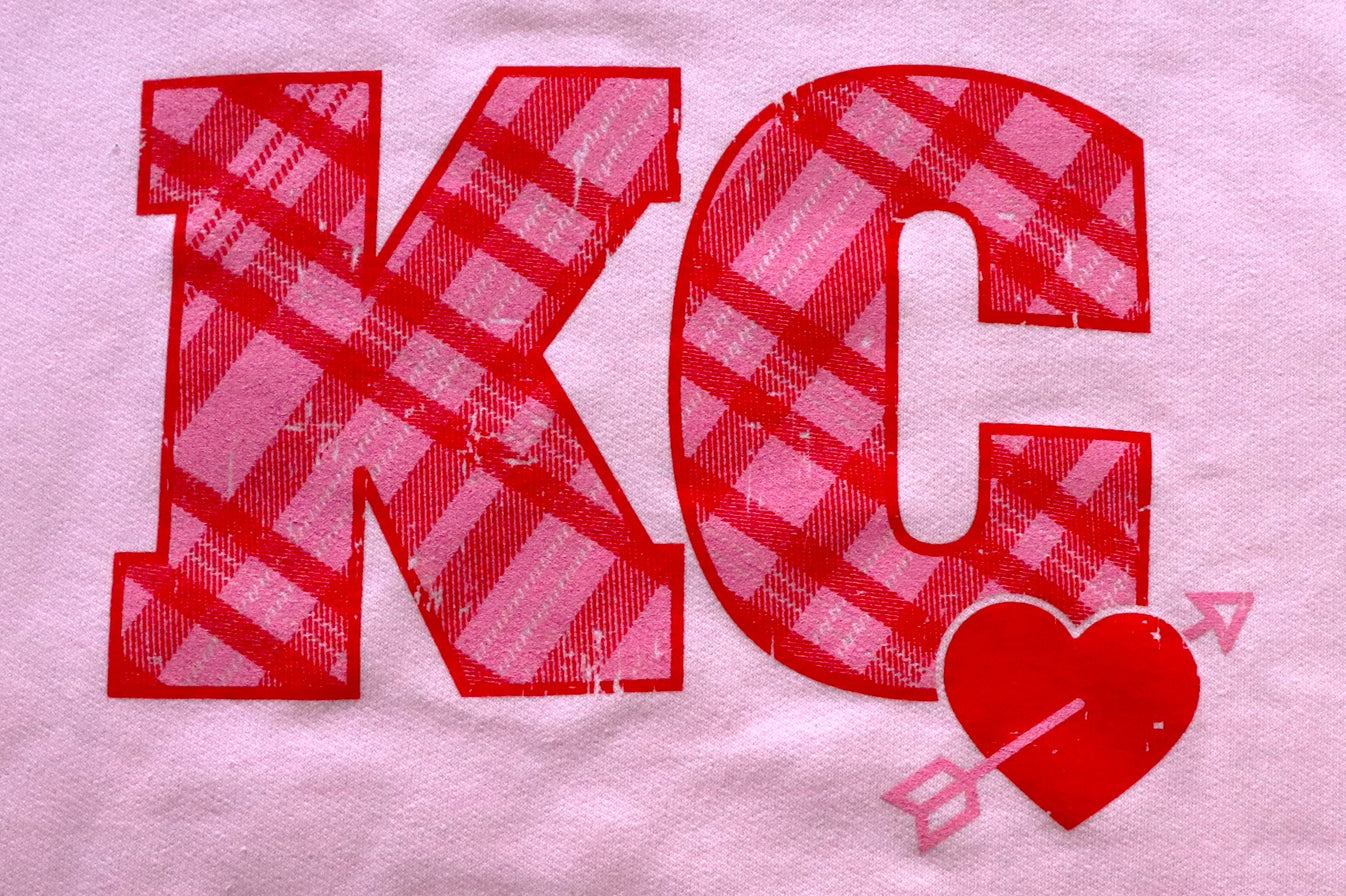 Pink Plaid KC with Heart Sweatshirt – KC Shirts